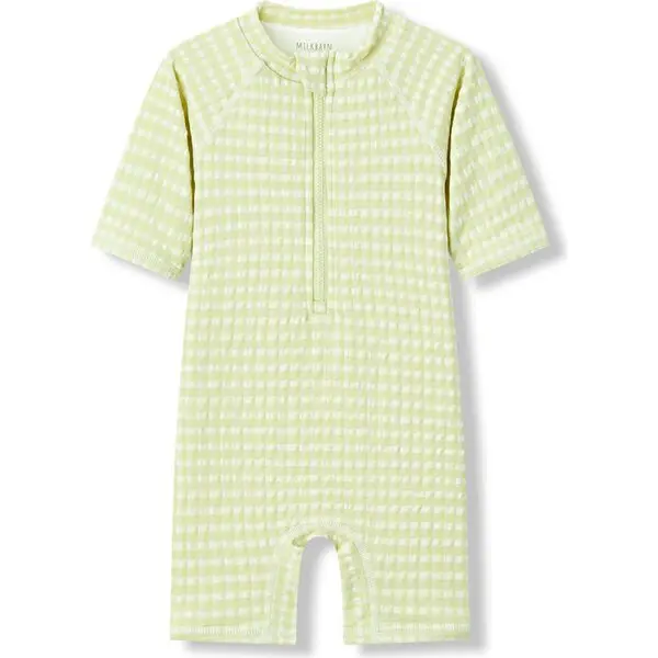 MILKBARN Zipper Shortall Swimsuit - Green Gingham